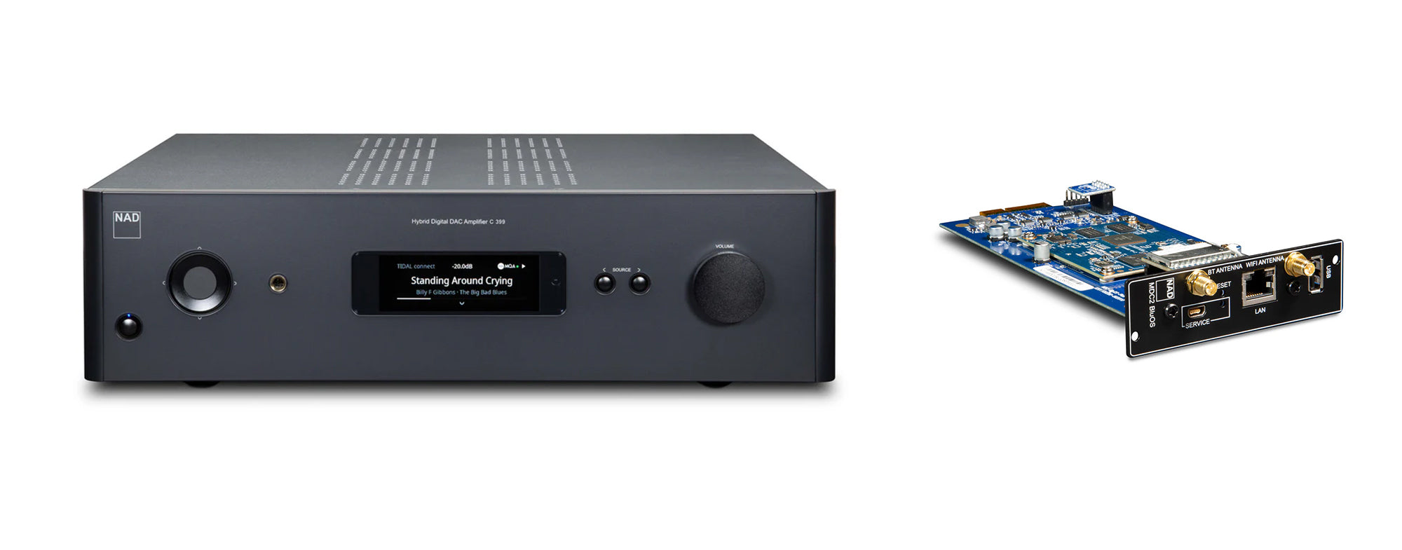 NAD C399 Hybrid Digital DAC vahvistin + NAD MDC2 BluOS-D